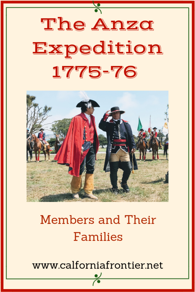 The Anza Expedition of 1775-76: Members and Their Families - Early ...